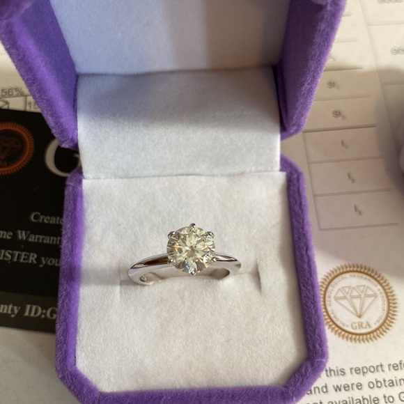 mystic gems | Jewelry | 2ct Gra Moissanite Diamond Rings Platinum New ...